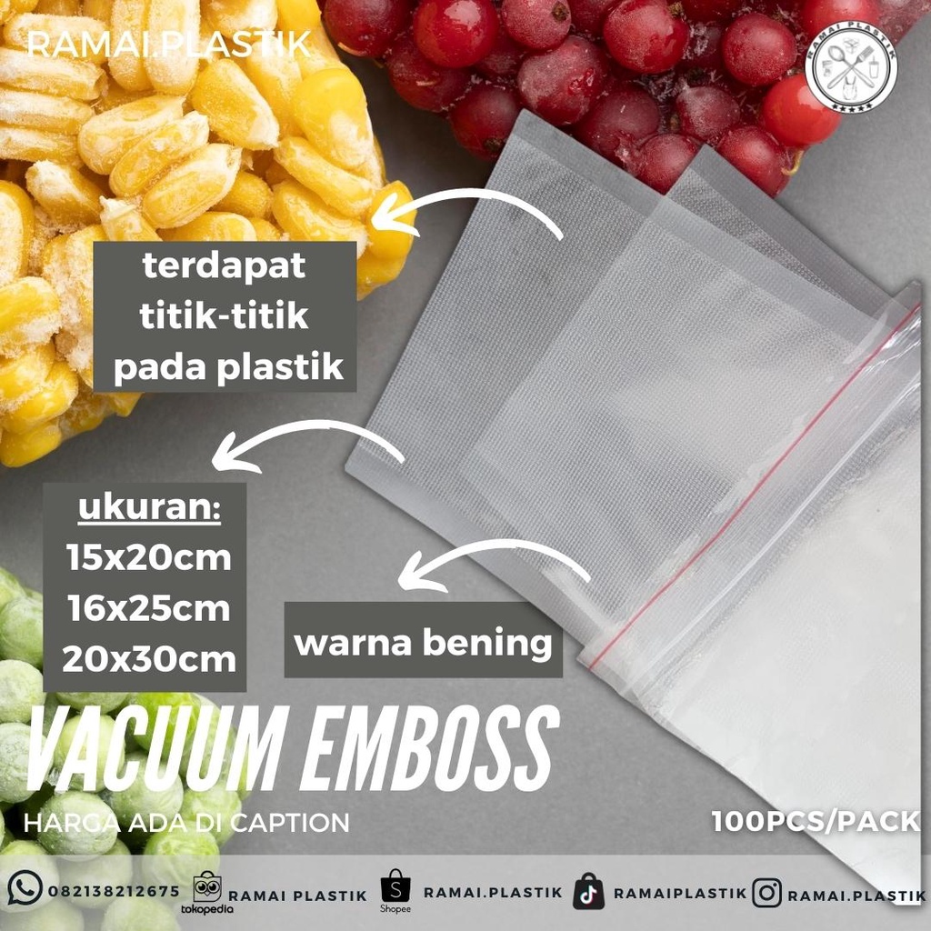 Jual Plastik Vacuum Emboss 15x20cm Bertekstur isi 100pcs/ pack | Shopee ...