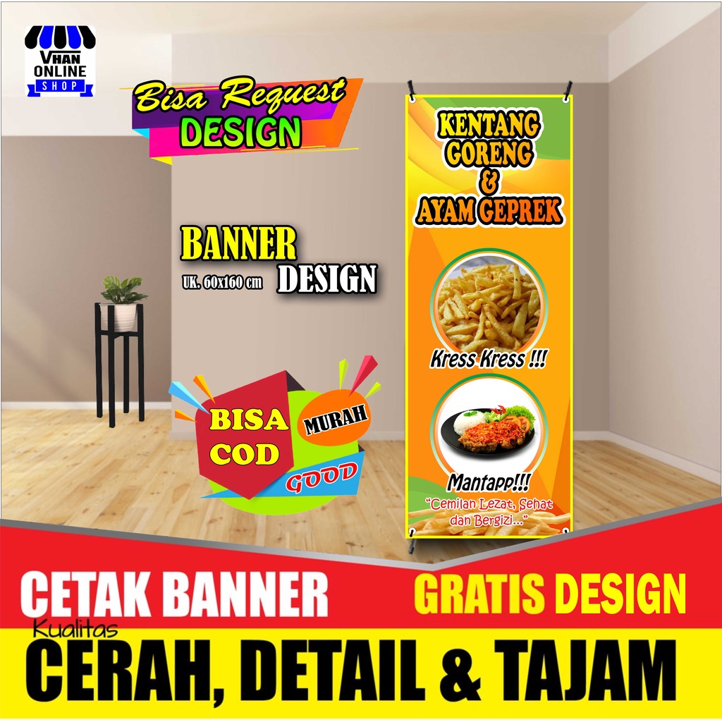 Jual Spanduk Banner Jualan Kentang Goreng dan Ayam Geprek Keren ...