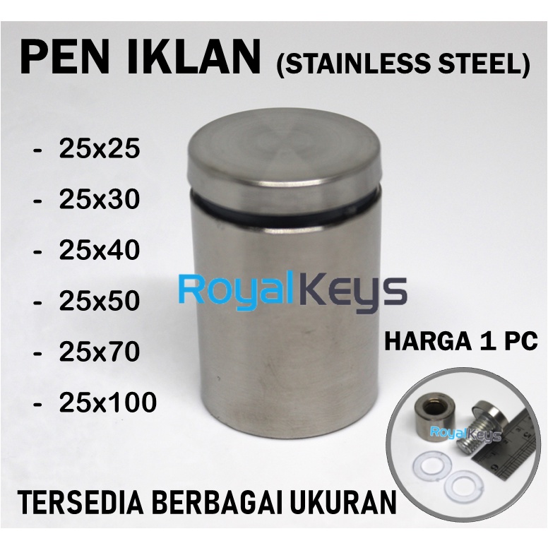 Jual Pen Iklan 25mm Baut Kaca Akrilik 25x25 25x30 25x40 25x50 25x70 ...