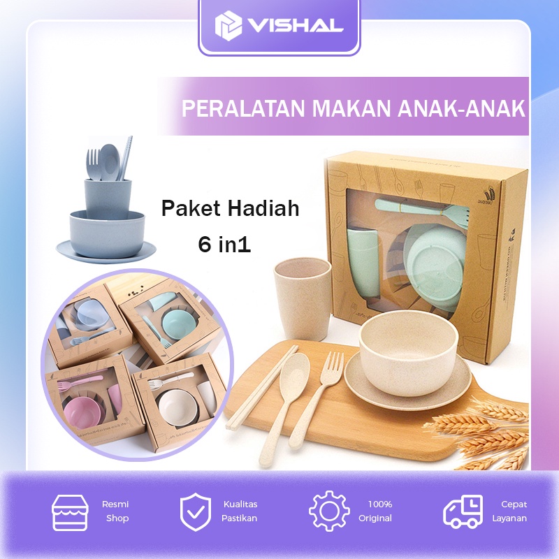 Jual VISHAL Peralatan Makan Set 6 in 1 Plastik Piring Mangkuk Gelas Sendok Piring/Peralatan ...