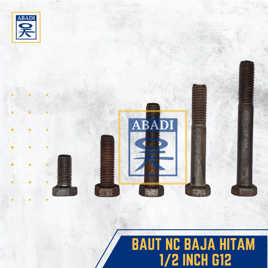 Jual BAUT NC BAJA HITAM 1/2 X 1 INCH - 5 INCH G12 | Shopee Indonesia
