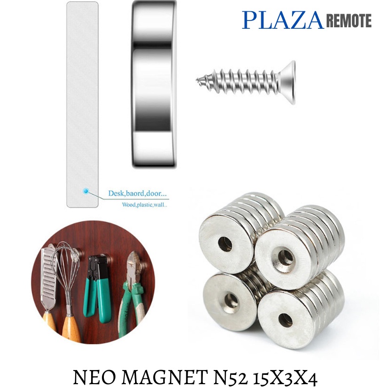 Jual NEO MAGNET NEODYMIUM N52 SUPER KUAT COIN CINCIN LUBANG 15X3X4 (MIN ...