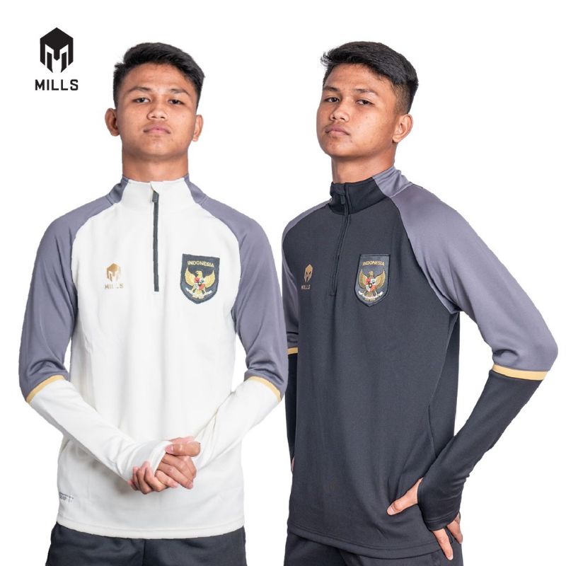 Jual Jaket Timnas Indonesia Training Jacket Halfzip Long Sleeve Mills ...