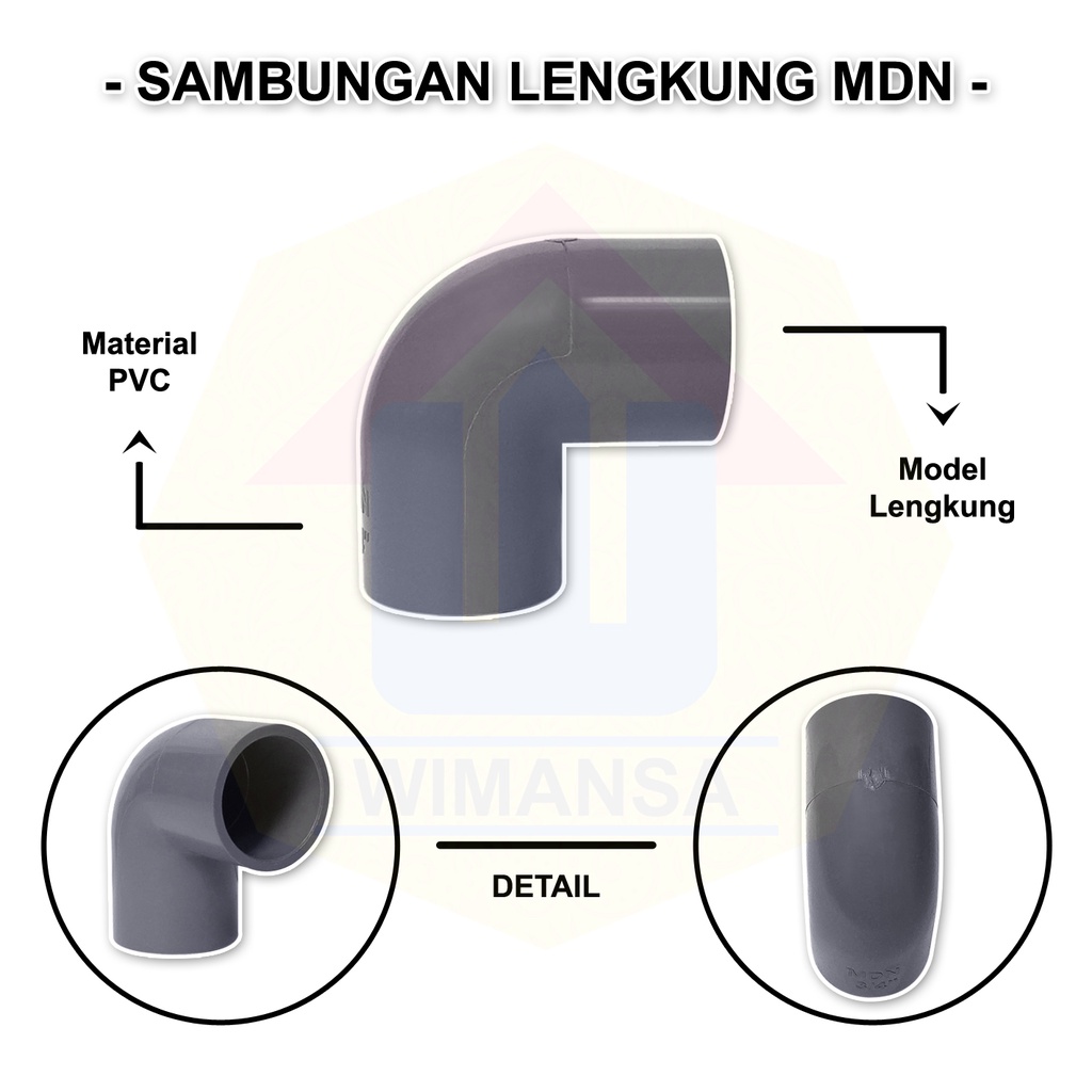 Jual SAMBUNGAN PIPA PVC LENGKUNG MDN - PENYAMBUNG PIPA | Shopee Indonesia
