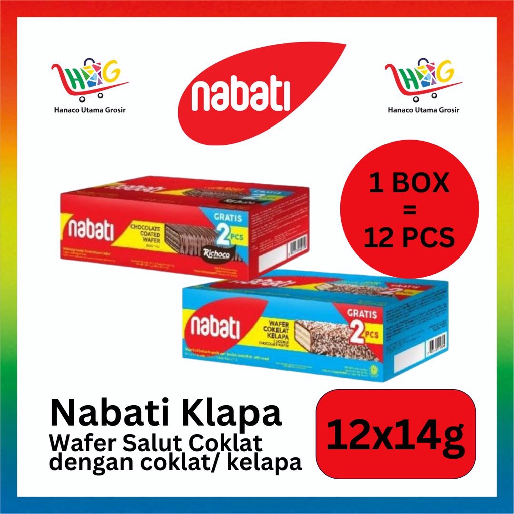 Jual Nabati Coated Wafer Coklat / Coklat Kelapa 12x14 gram [ 1 PAK ...