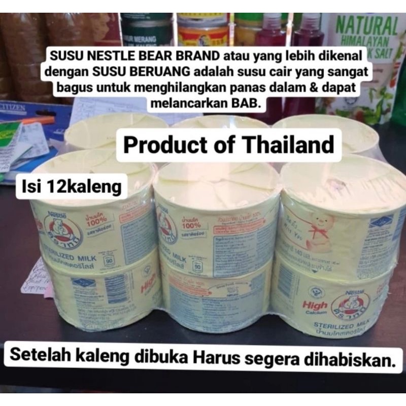 Jual SUSU CAIR NESTLE BEAR BRAND SUSU BERUANG KALENG STERILIZED MILK HIGH CALCIUM | Shopee Indonesia