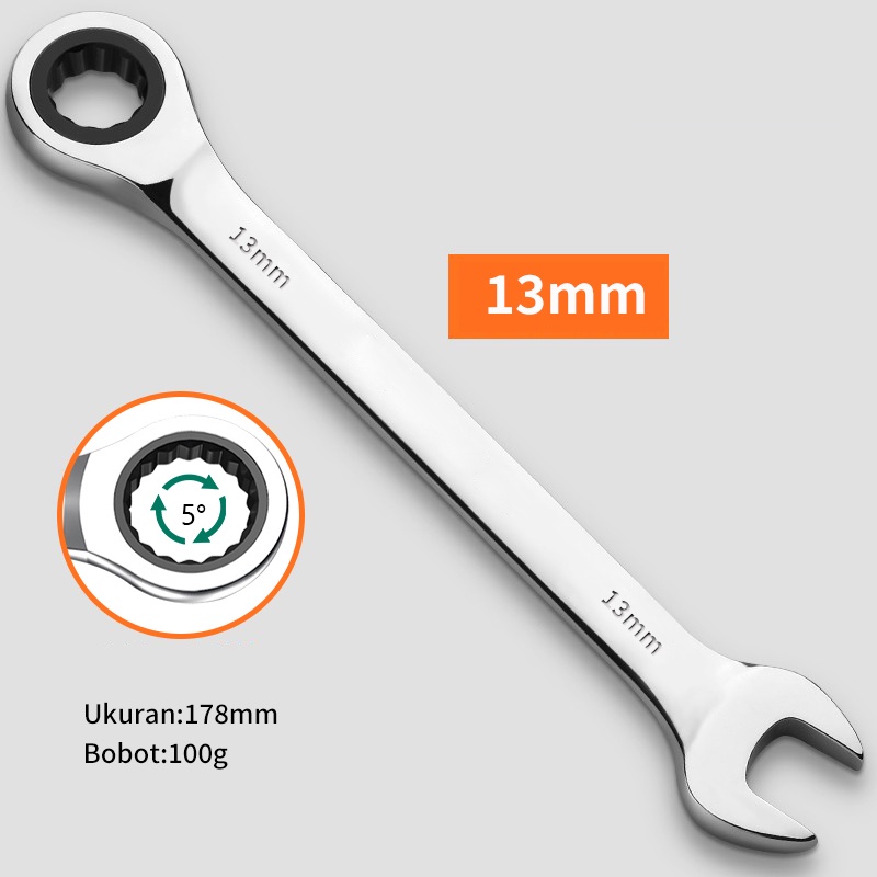 Jual ISKU Kunci Ring Pas Set Ratchet 8-19 mm Kunci Spanner Combination Wrench 8-24 mm ...