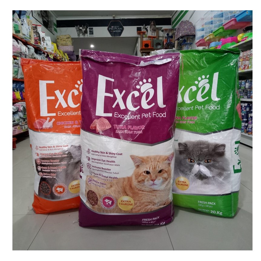 Jual EXCEL Cat Food Makanan Kucing Dewasa Dry Food Murah 20Kg | Shopee ...