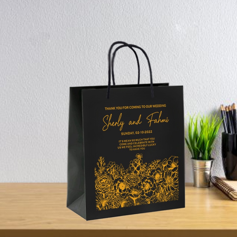 Jual Paperbag Hitam Sablon 25x10x30 / Paperbag Polos Hitam / Paperbag ...
