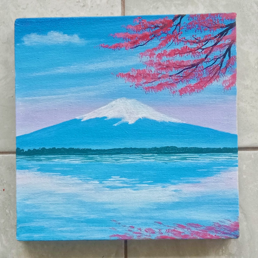 Jual Lukisan Kanvas Canvas 20x20cm Motif Laut Biru Aesthetic Asli ...