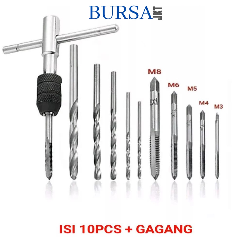 Jual HAND TAP SET T + MATA BOR SNEI DRAT BAUT ULIR WRENCH HOLDER HAND ...