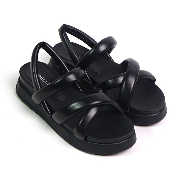 Jual Belleza Mall Platform Sandals Mora Black Sendal Wedges Tali Model Silang Wanita Hak