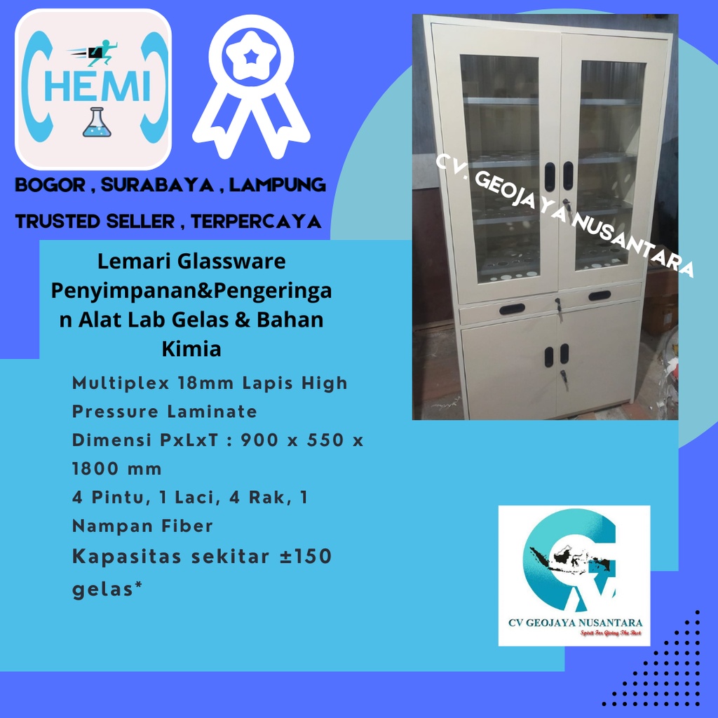 Jual Lemari Glassware Penyimpanan&Pengeringan Alat Lab Gelas & Bahan ...
