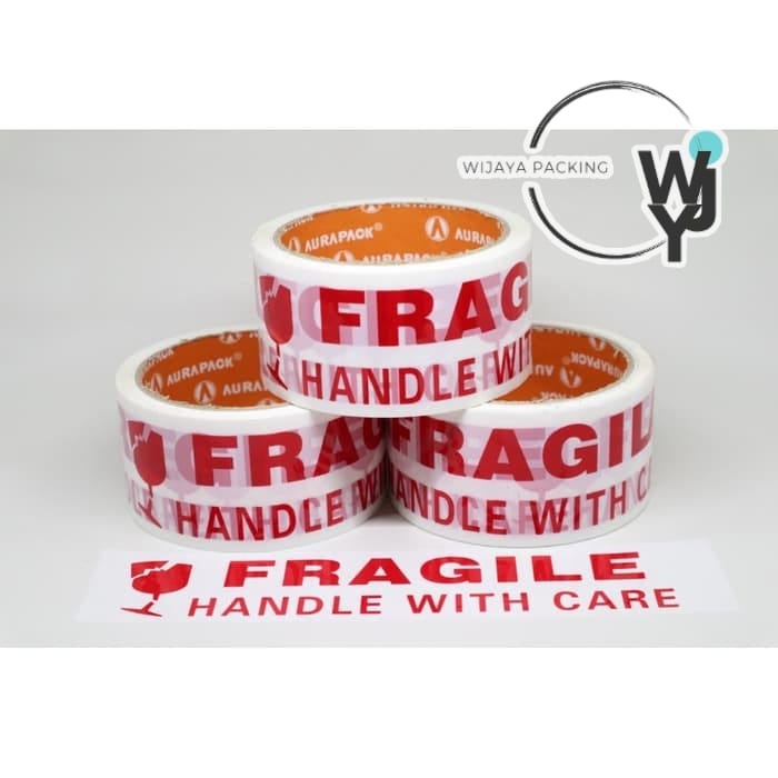Jual Lakban Fragile Putih Aurapack Ukuran 48 mm x 50 m ( 2 inch ...