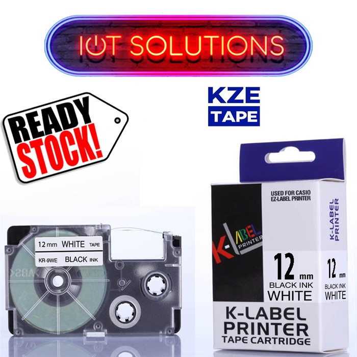 Jual Barcode Label Tape 12Mm Xr-12We Compatible Printer Casio Kl-120 Kl-820 Kl60 Ez | Shopee ...