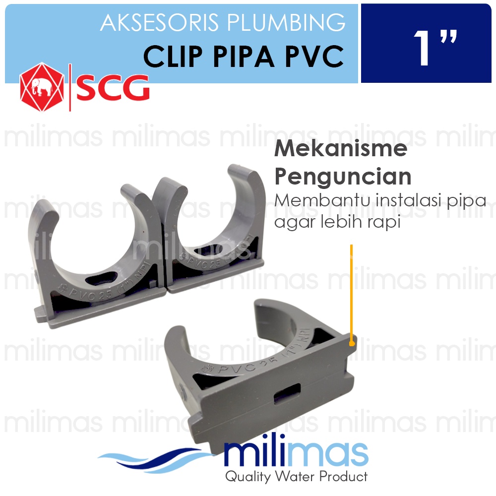 Jual SCG - Clip Pipa PVC 1" - Klem Pipa PVC Uk.25 mm Polyvinyl Chloride ...