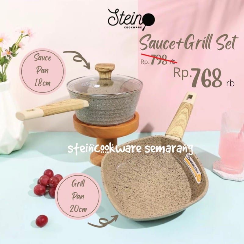 Jual Stein Cookware Sauce Pan + Grill Pan Set | Shopee Indonesia