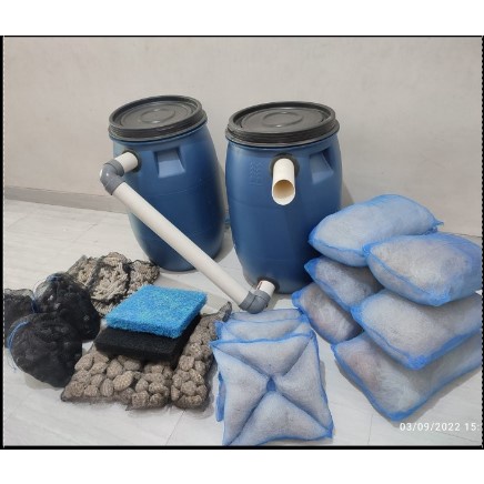 Jual Tong filter biru plastik D40 T65 paket lengkap isi media filter ...