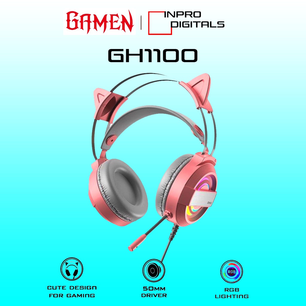 Jual GAMEN GH1000 GH1100 PINK Headphone Gaming - Garansi Resmi | Shopee ...