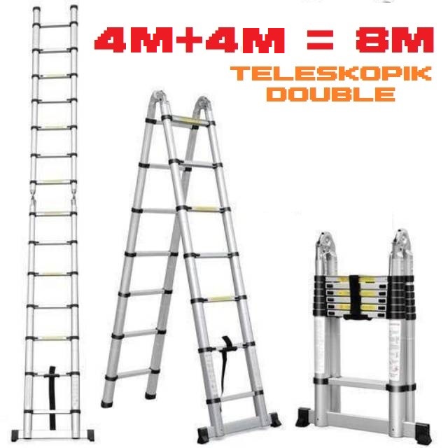 Jual Tangga Teleskopik Double 8M / 8 Meter Type A Tangga Lipat ...