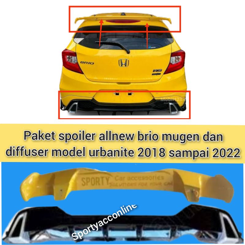 Jual spoiler allnew brio mugen dan diffuser model urbanite 2019-2022 ...