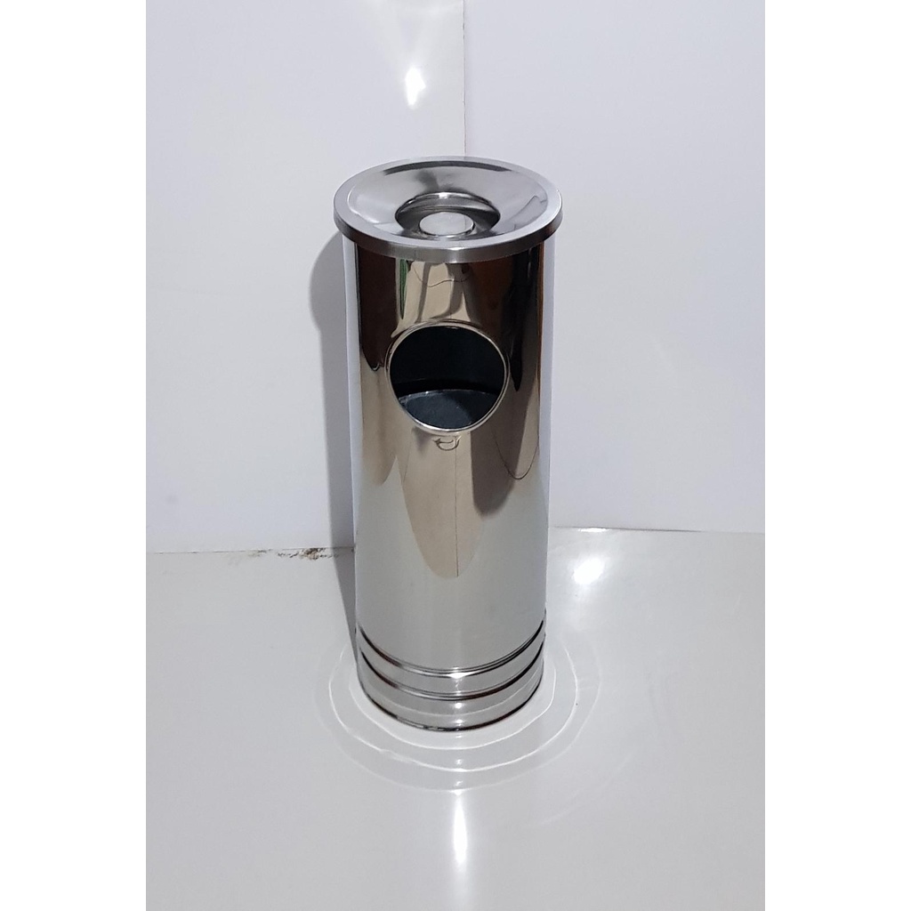 Jual Standing dustbin stainless Hitam/ Tong sampah Hitam / Tempat Asbak ...