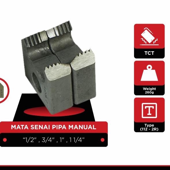 Jual Mata Senai Pipa Manual 1/2", 3/4" ,1" , 1 1/4" | Ratchet Screw Die ...