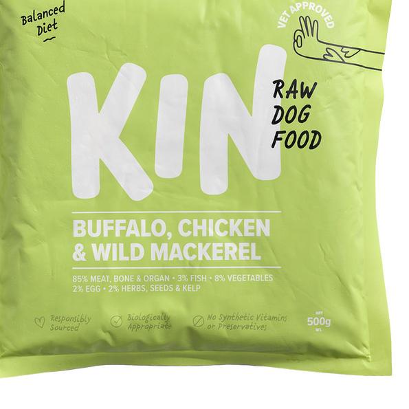 Jual KIN DOG FOOD Buffalo, Chicken & Wild Mackeral 500g | Shopee Indonesia