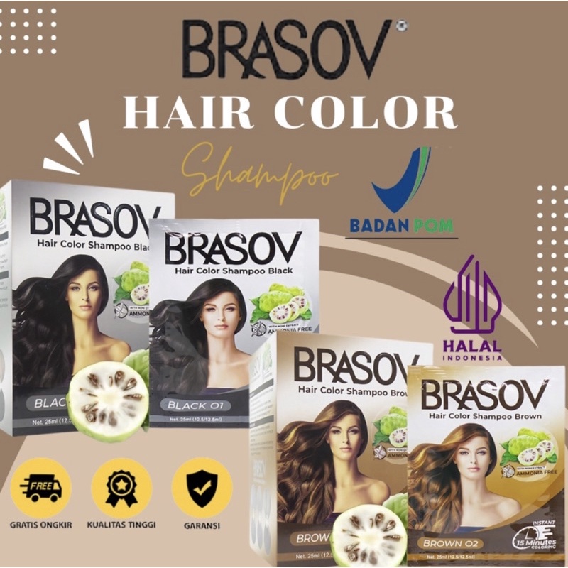 Jual Brasov Hair Color Shampoo Extra Nino 25ml | Shampoo pewarna Rambut ...