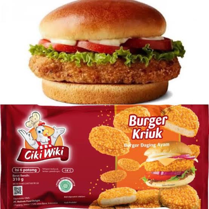 Jual Ciki Wiki chicken burger ayam crispy kriuk 310 gram isi 6 potong ...