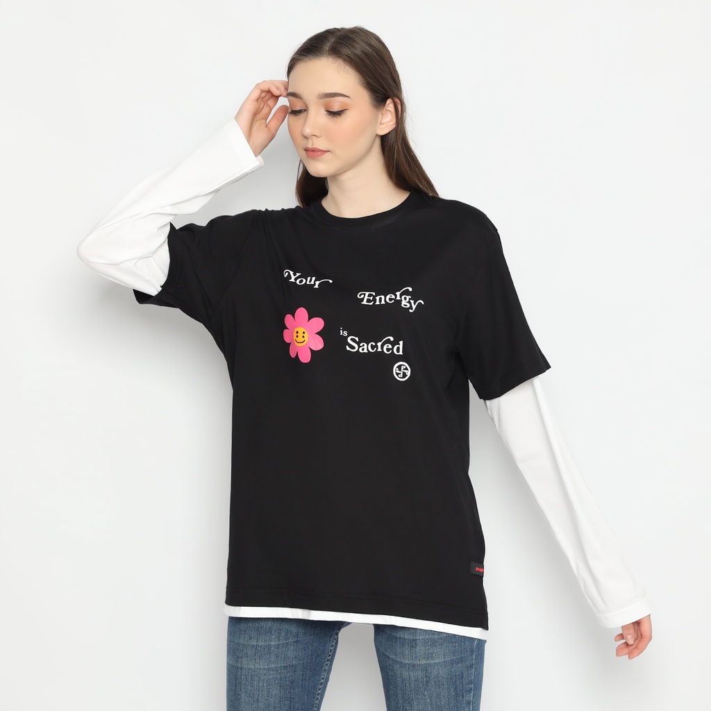 Jual Peoples kaos pria unisex double layer your energy sacred - hitam ...