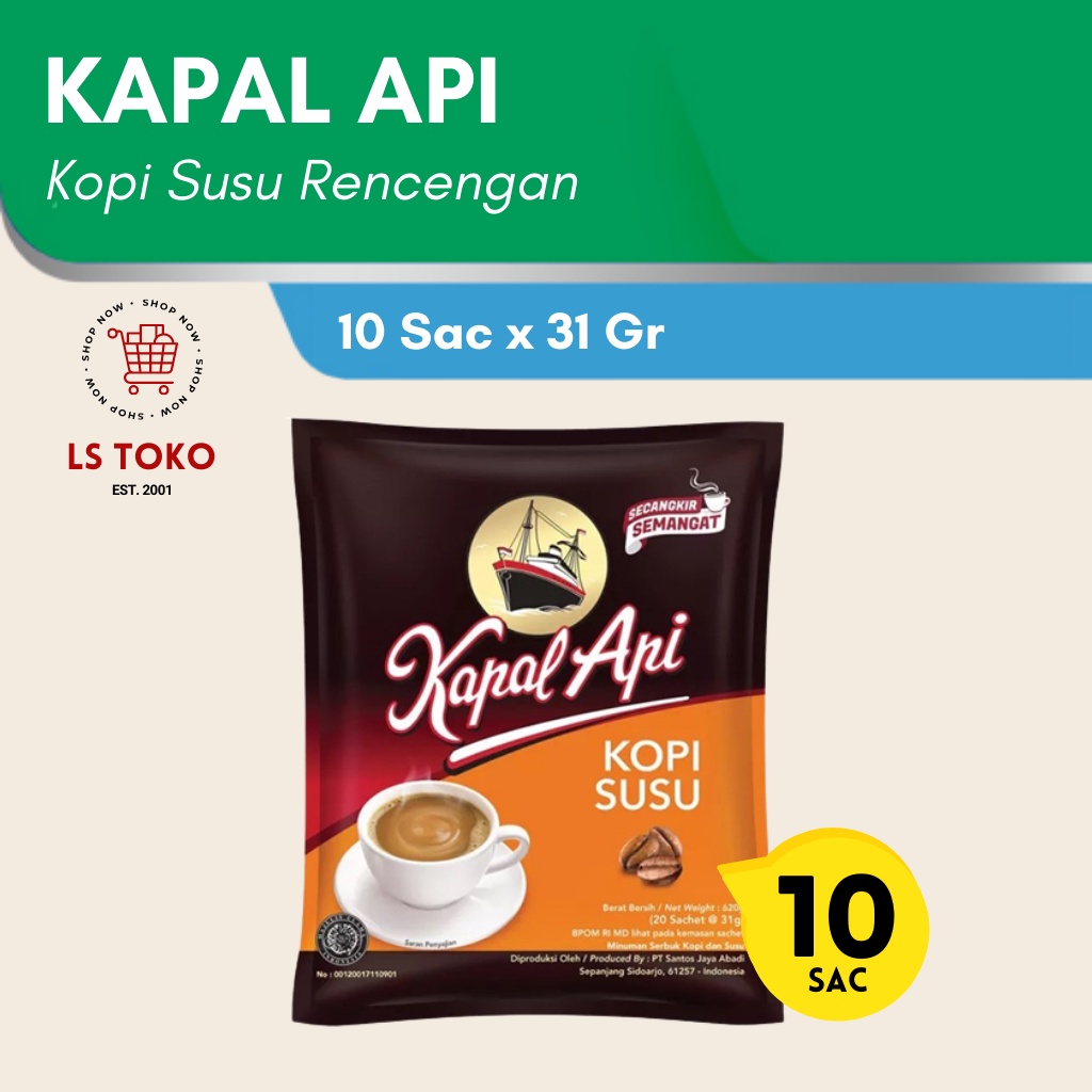 Jual KOPI KAPAL API SUSU RENCENGAN (10 sac x 31gr) | Shopee Indonesia