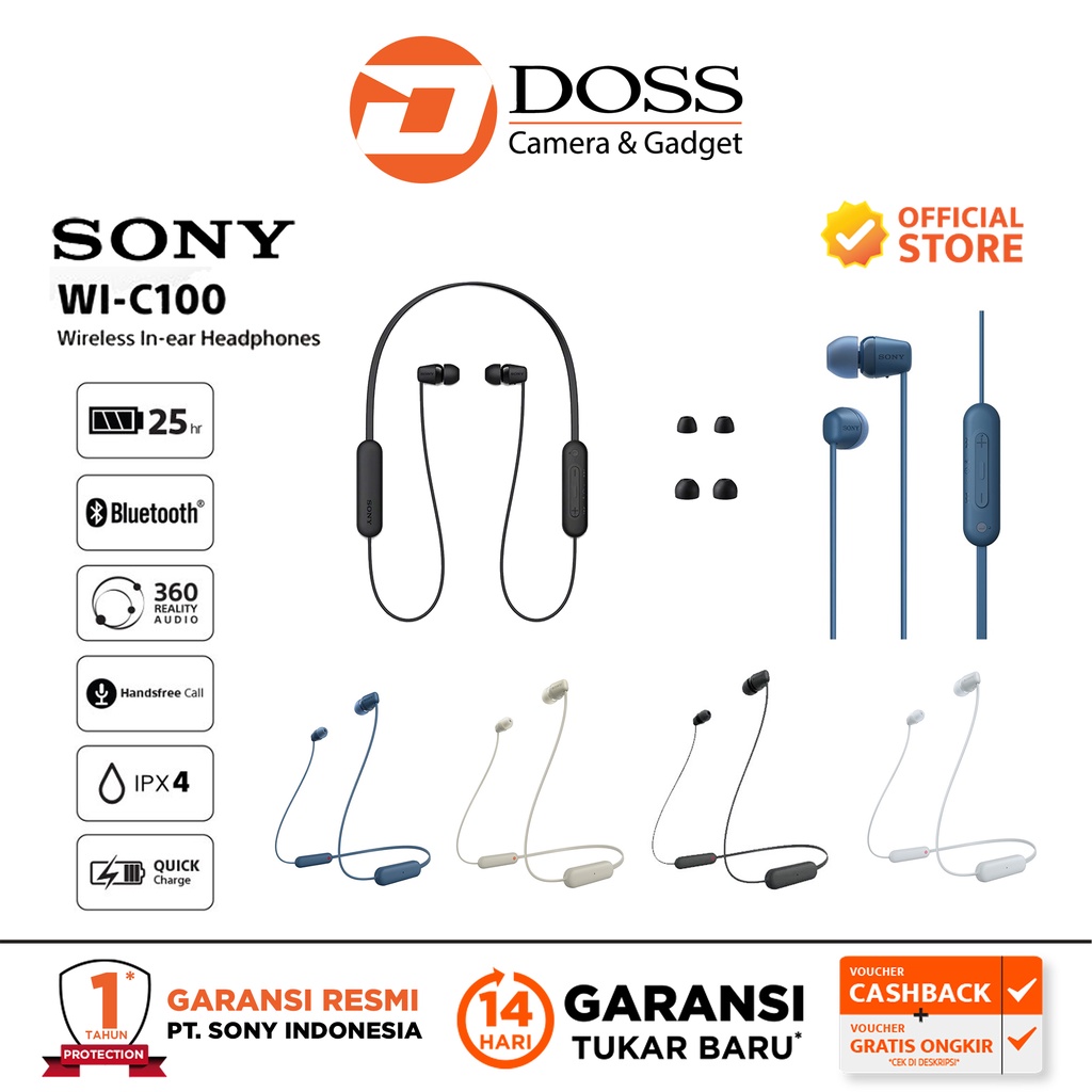 Jual Sony WI C100 Wireless In-Ear Headphones | Shopee Indonesia
