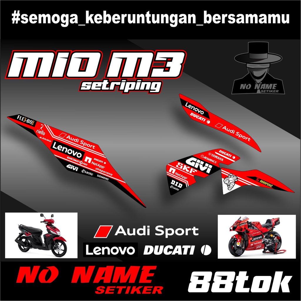 Jual Sticker Striping mio m3 VARIASI DUCATI GP(88TOK) - decal Stiker ...