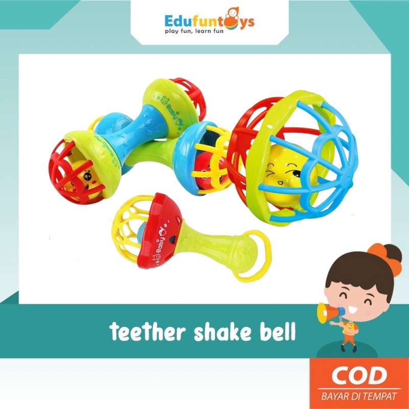 Jual Edufuntoys - TEETHER SHAKE BELL / rattle stik/ teeher gigitan bayi ...