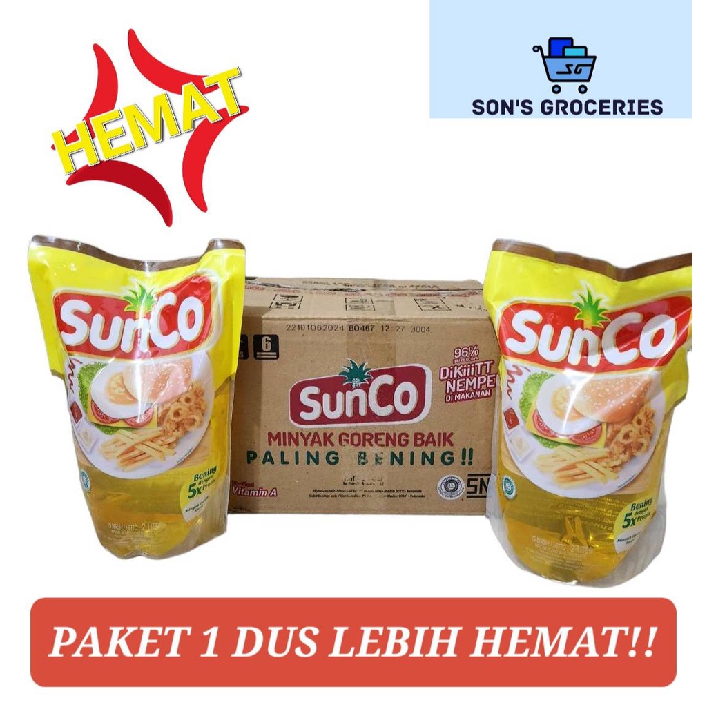 Jual Sunco Minyak goreng 2 liter (1 DUS = ISI 6PCS) | Shopee Indonesia