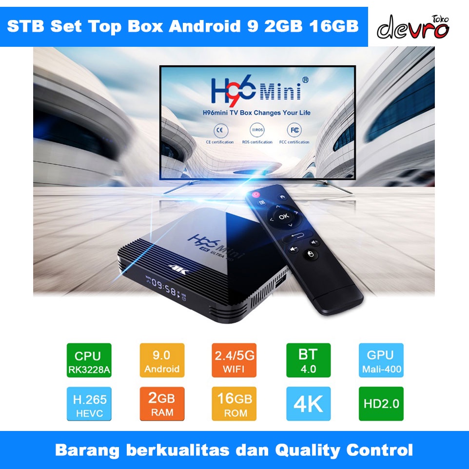 Jual TV Box Android - Mini Smart TV 4K Android 9.0 2GB 16GB - Vontar ...