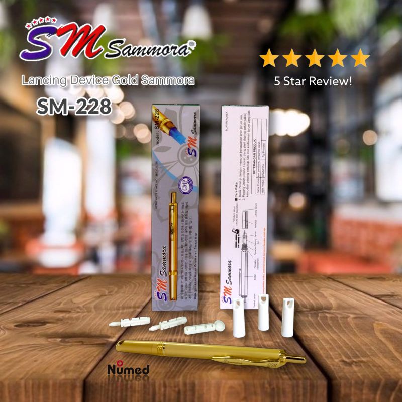 Jual Lancing Device Automatic Stainless Steel Gold Original Sammora SM-228 / Pen Bekam | Shopee ...