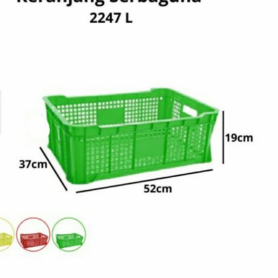 Jual Container Box 2247 Green Leaf P52xL37xT19 cm Keranjang Industri ...