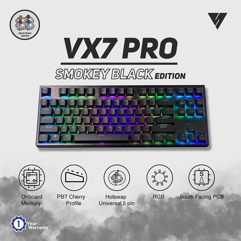 Jual Vortex Series VX7 Pro Smokey RGB Hotswap Mechanical Gaming Keyboard | Shopee Indonesia