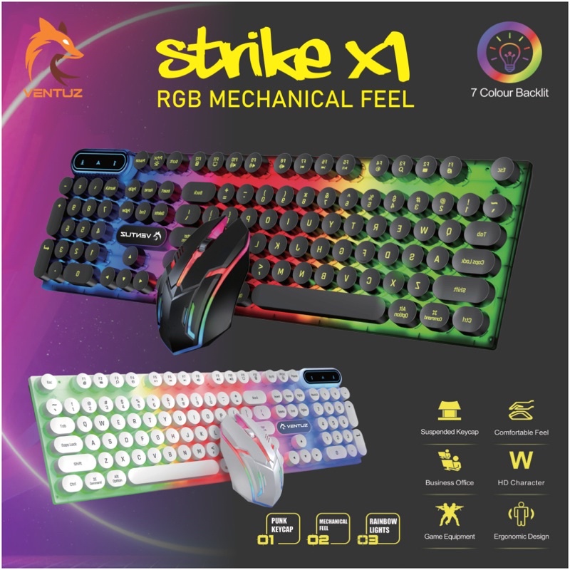 Jual RGB Mechanical Gaming Combo Keyboard Mouse VENTUZ STRIKE X1 ...