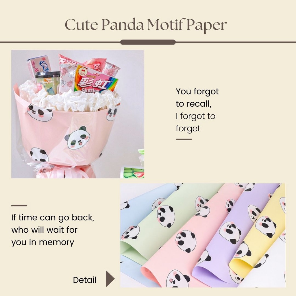 Jual CUTE PANDA MOTIF PAPER KERTAS BUCKET CELLOPHANE / Kertas Buket ...