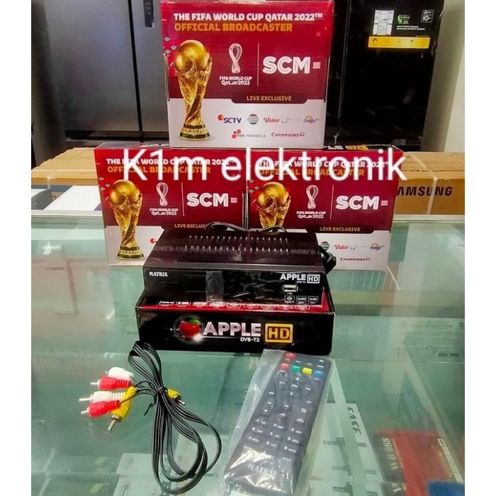 Jual Set top box Matrik digital tv Apple HD merah DVB-T2 | Shopee Indonesia