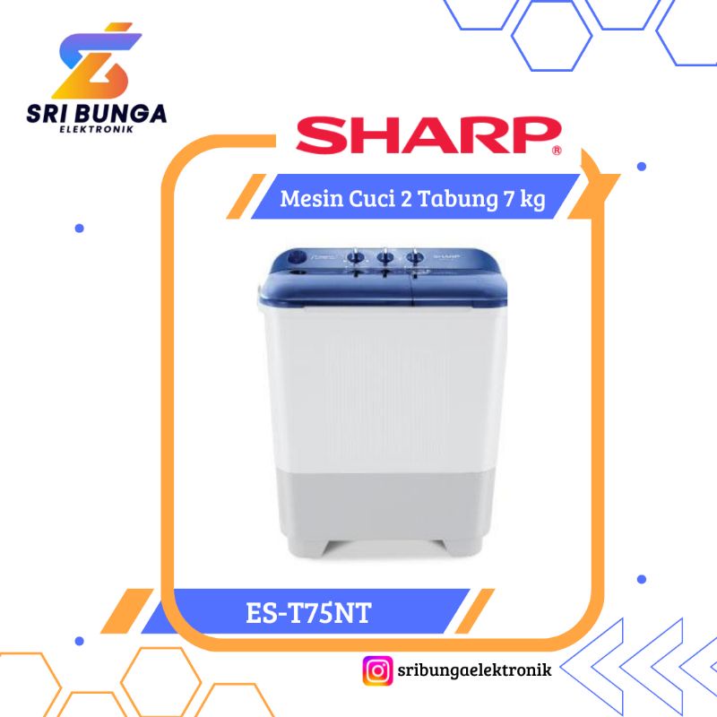 Jual Mesin Cuci 2 Tabung SHARP ES-T 75NT 6 kg Puremagic | Shopee Indonesia