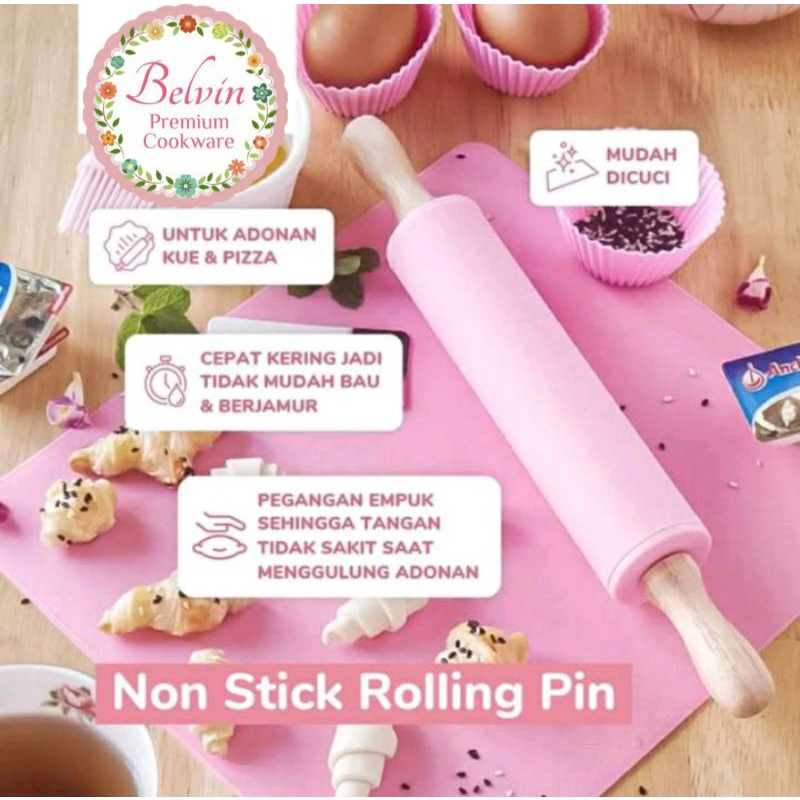 Jual Rolling pin rollingpin pink silikon silicone penggiling gilingan ...