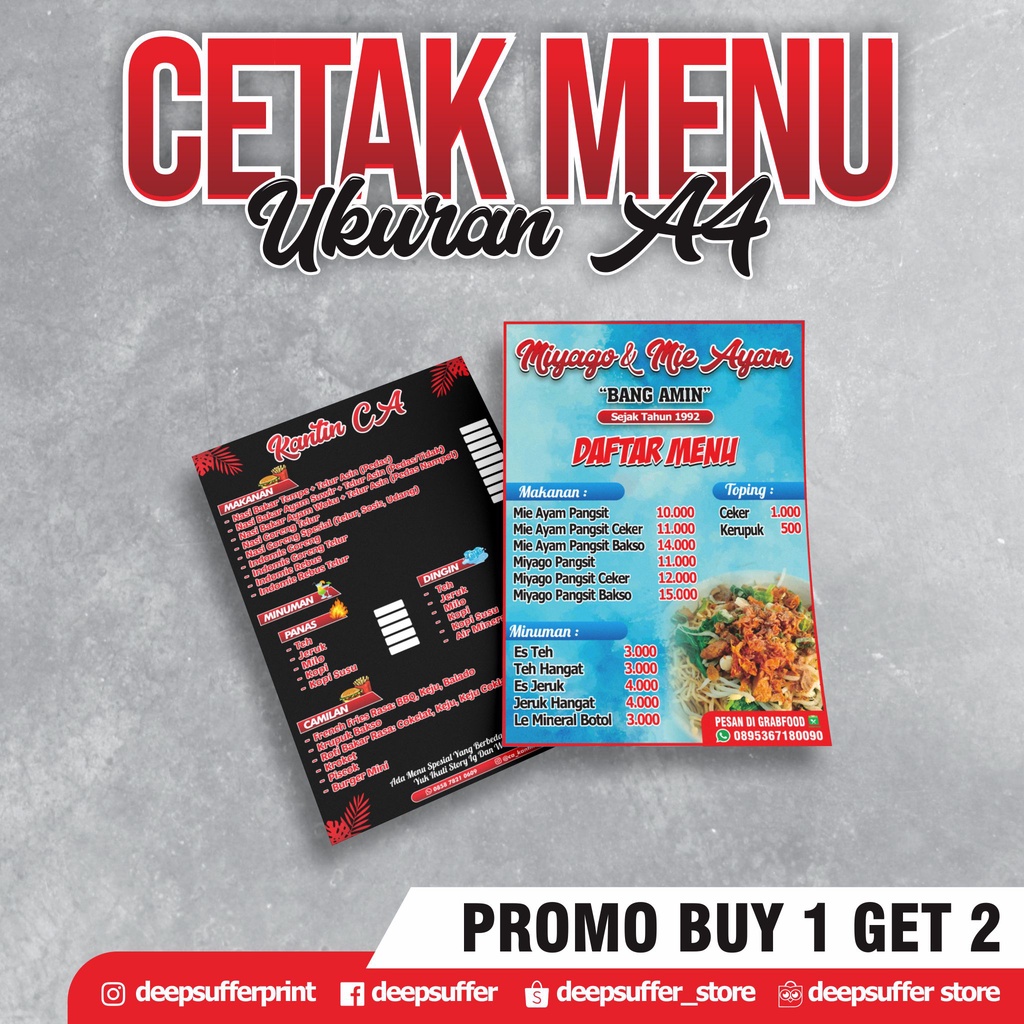 Jual CETAK CETAK MENU UKURAN A4 CUSTOM | Shopee Indonesia