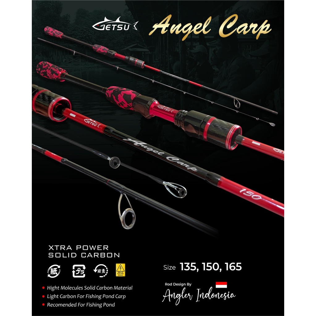 Jual Joran Sambung Dua Getsu Angel Carp Solid Carbon 135 150 165 180 ...