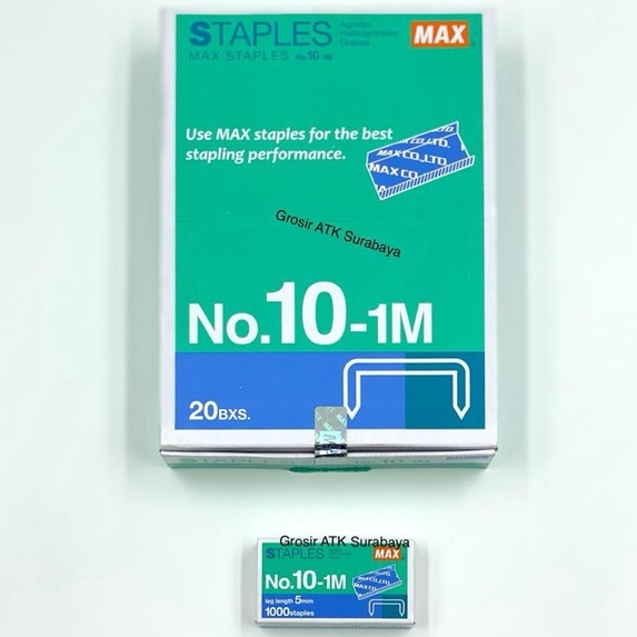 Jual ISI STAPLES MAX No.10 / No. 10-1M / Isi Hekter Max No 10 Original ...