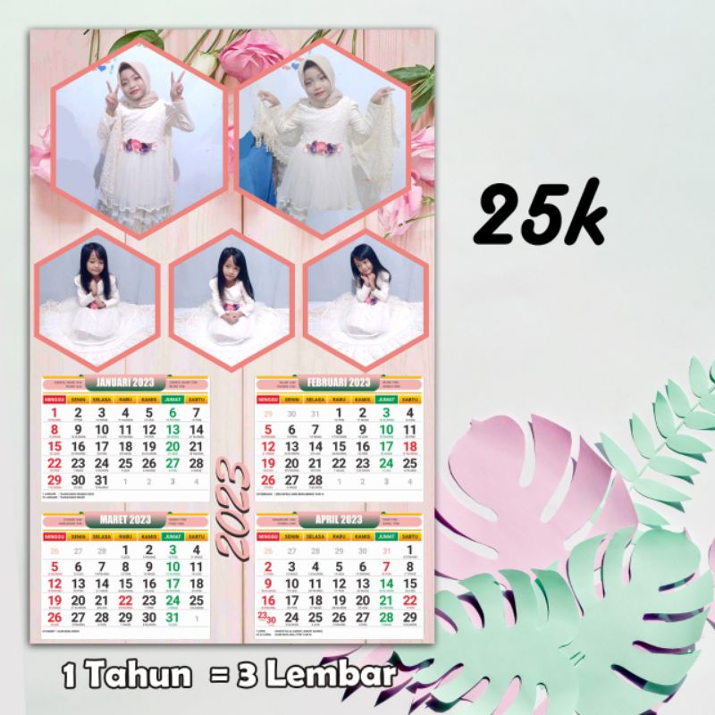 Jual Kalender 2025 Pakai Foto Sendiri Murah 3 Lembar/tahun | Shopee ...