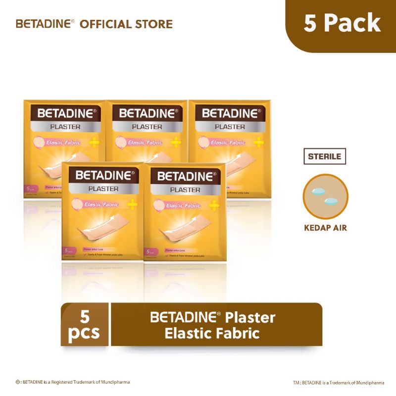Jual BETADINE Plaster Elastic Fabric isi 5 PCS / 5 Pack Kedap Air ...